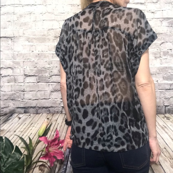 Buffalo David Bitton | Tops | Buffalo Jeans Sheer Cheetah Blouse Slate ...